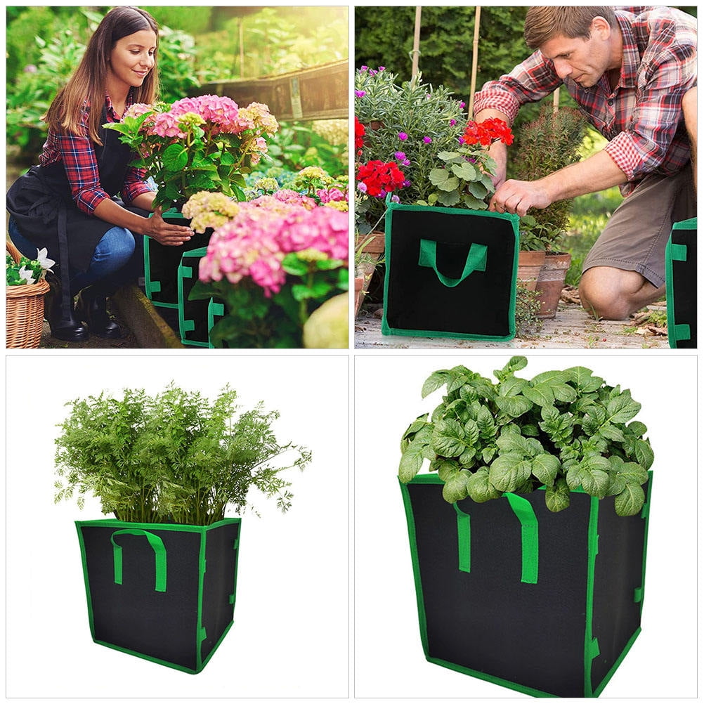 SOPOTUTU Nursery Tree Grow Bags Square Black Felt 2Pcs 9.8In - Walmart.com