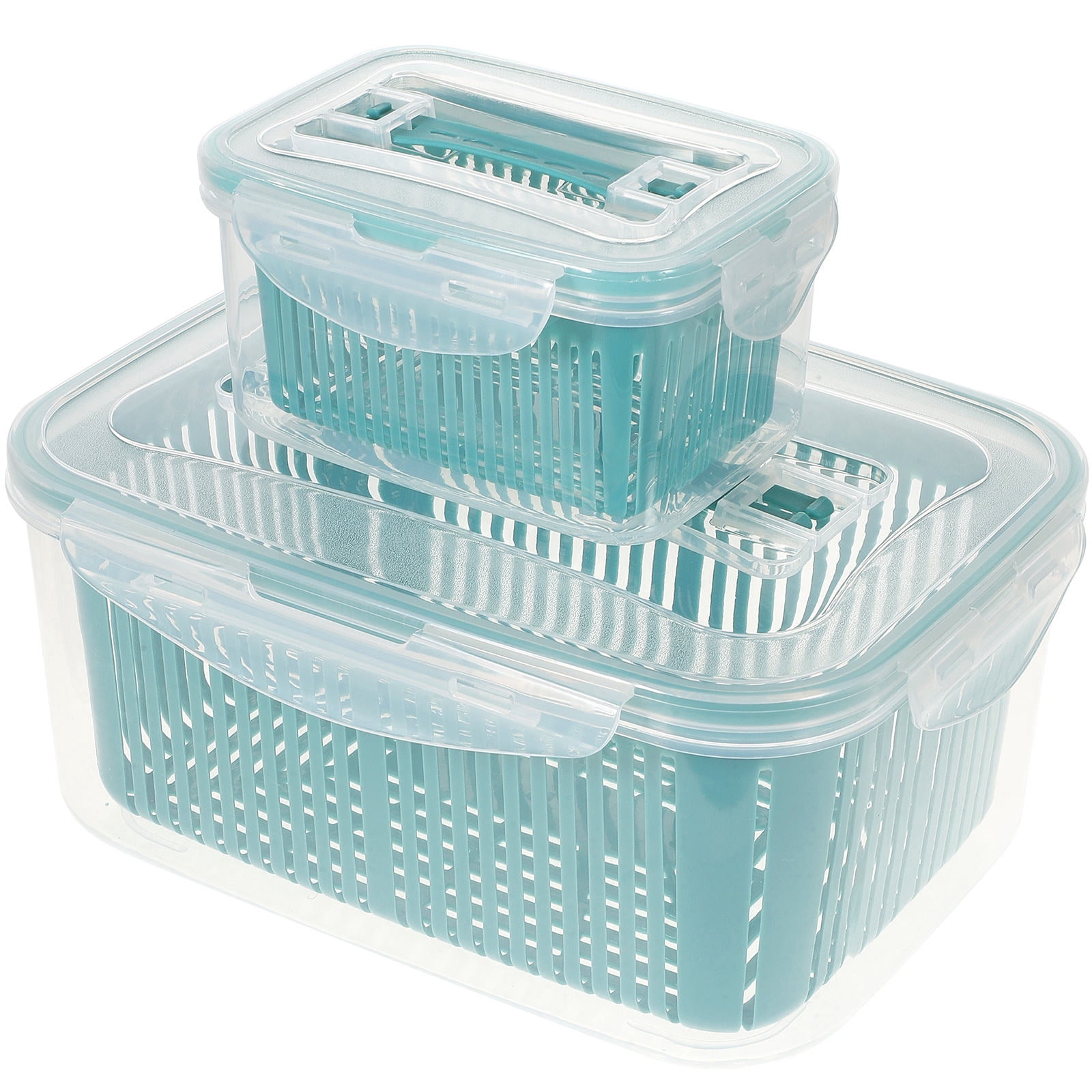 SOPOTUTU Blue Plastic Food Container Set for Fridge Organization and ...