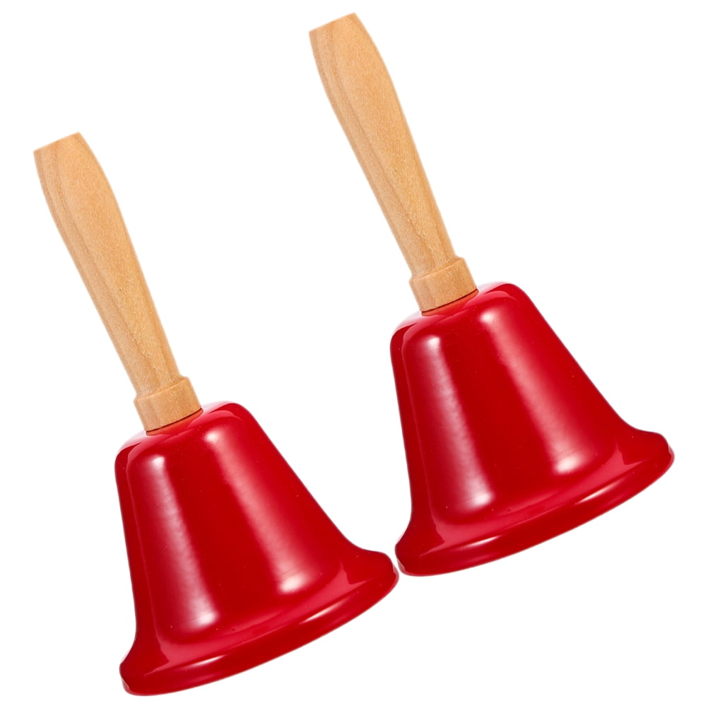 SOPOTUTU Restaurant Bell Handbell Wood Red 2pcs Animal Teaching Bell ...