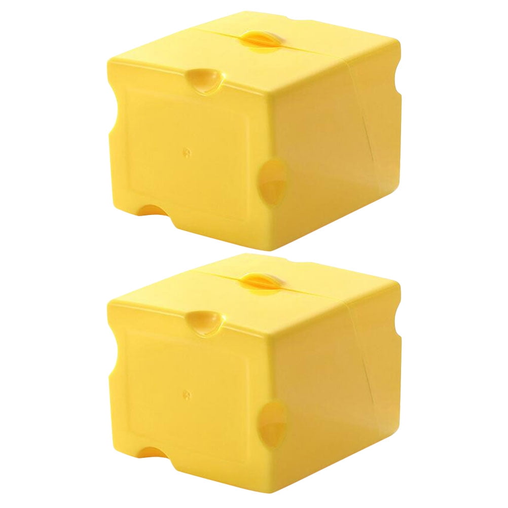 SOPOTUTU Cheese Slice Holder Rectangular Cheese Storage Box Yellow 2Pcs ...