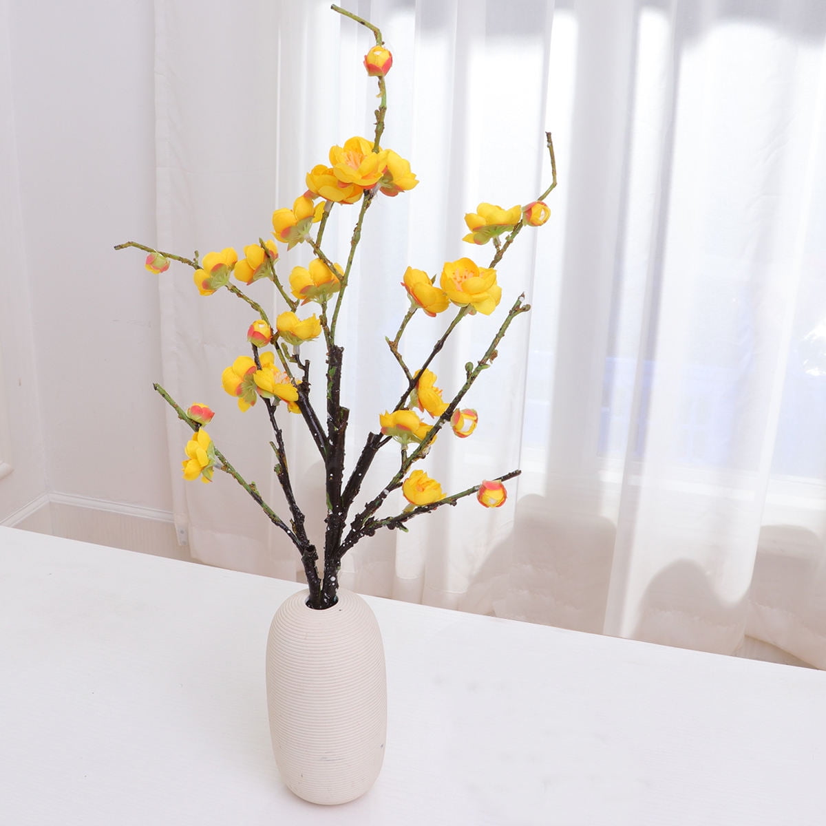 SOPOTUTU Lifelike Plum Blossoms Yellow Flower Branches 1PC - Walmart.com