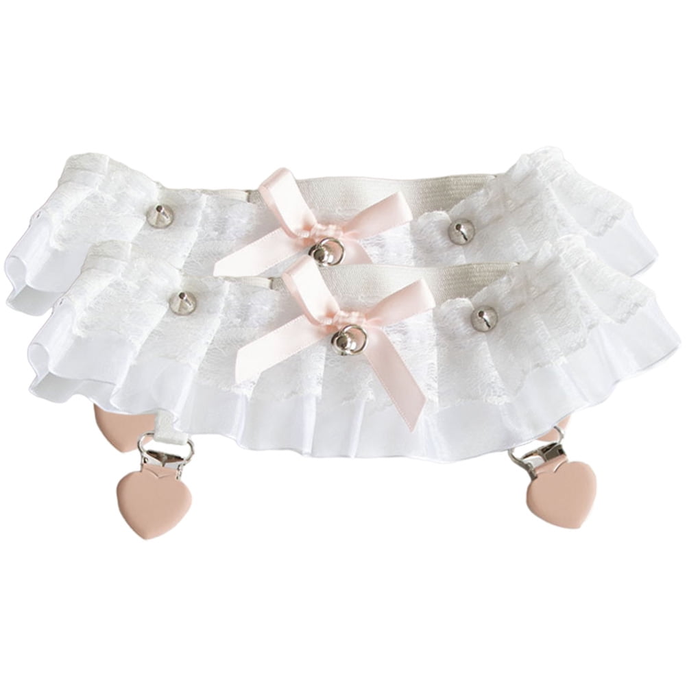 SOPOTUTU 2Pcs Garter Belts Garter Clips for Stockings White Cloth Metal ...