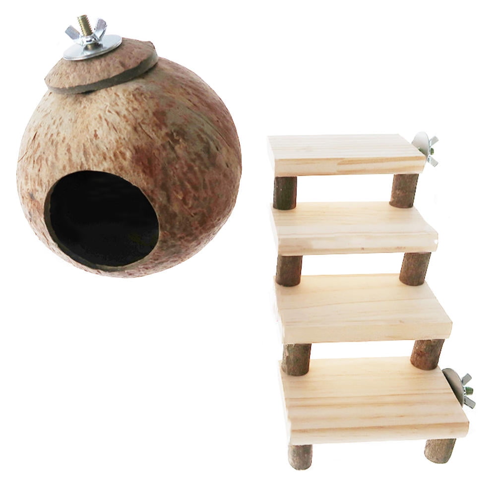 SOPOTUTU 2Pcs Pet Toy Nest in Nest Shape with Wood Color for Hamster ...