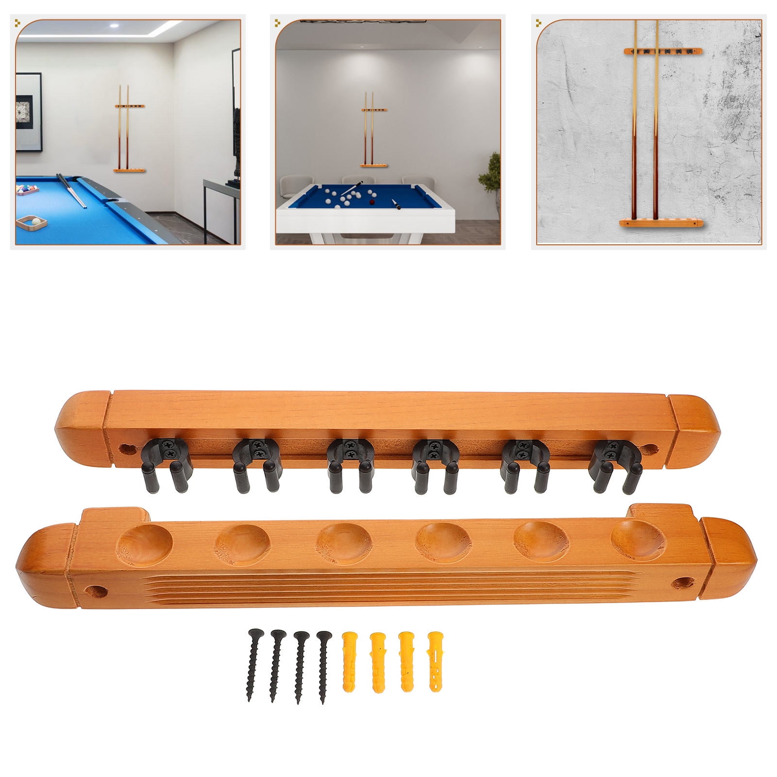 SOPOTUTU 2Pcs Pool Accessory Wall Mount Solid Wood Billiard Racks for ...