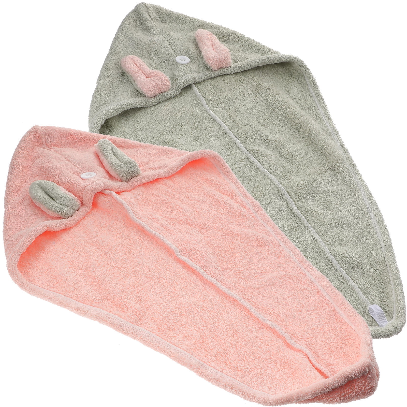 SOPOTUTU 2Pcs Rabbit Ear Design Pink Shower Cap with Water Absorption ...
