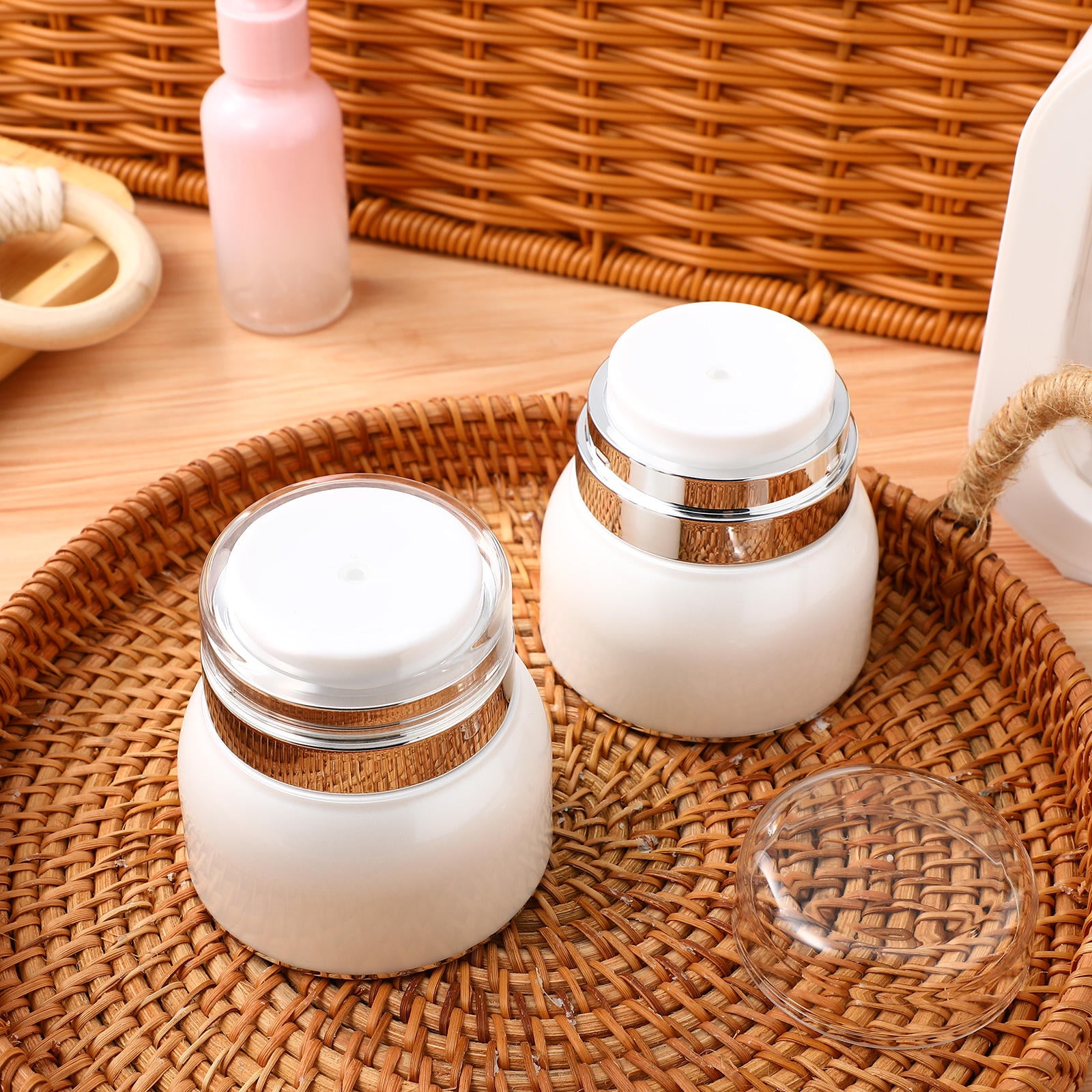 SOPOTUTU 2Pcs Round Airless Pump Jars Small Vacuum Storage Containers ...