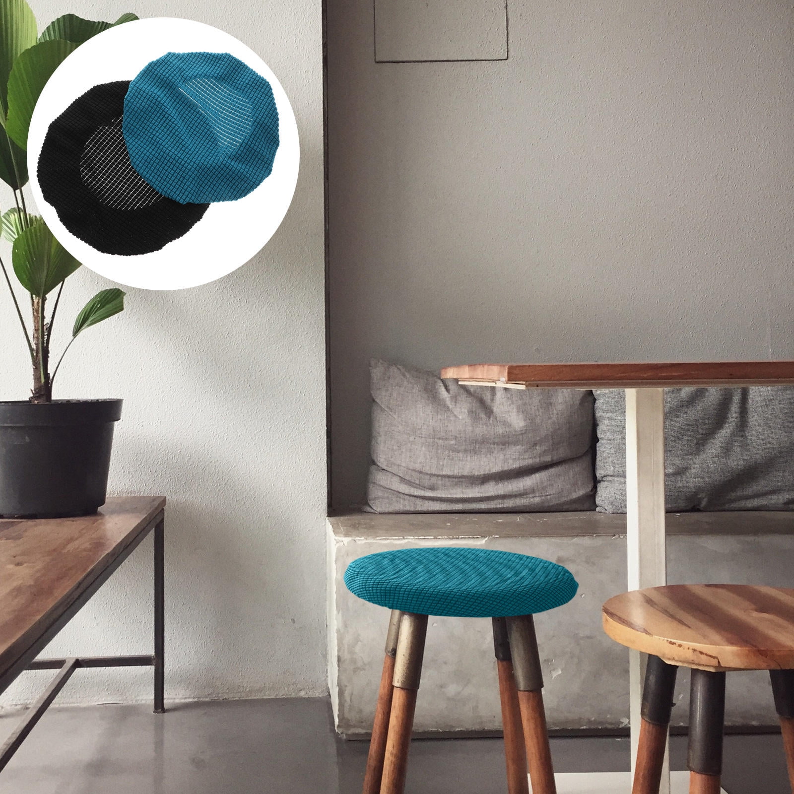SOPOTUTU 2Pcs Round Stool Covers Elastic Bar Stool Seat Replacement ...