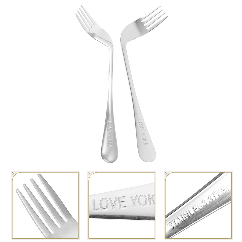 SOPOTUTU 2Set Angled Forks Silver Stainless Steel Eating Utensils For ...