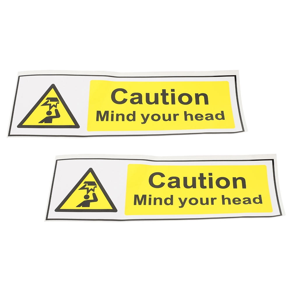 SOPOTUTU 2Set Caution Watch Your Head Stickers PVC Yellow Rectangle ...