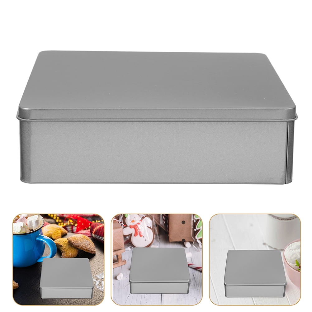 SOPOTUTU 2Pcs Silver Metal Storage Boxes with Lid Large Tinplate ...
