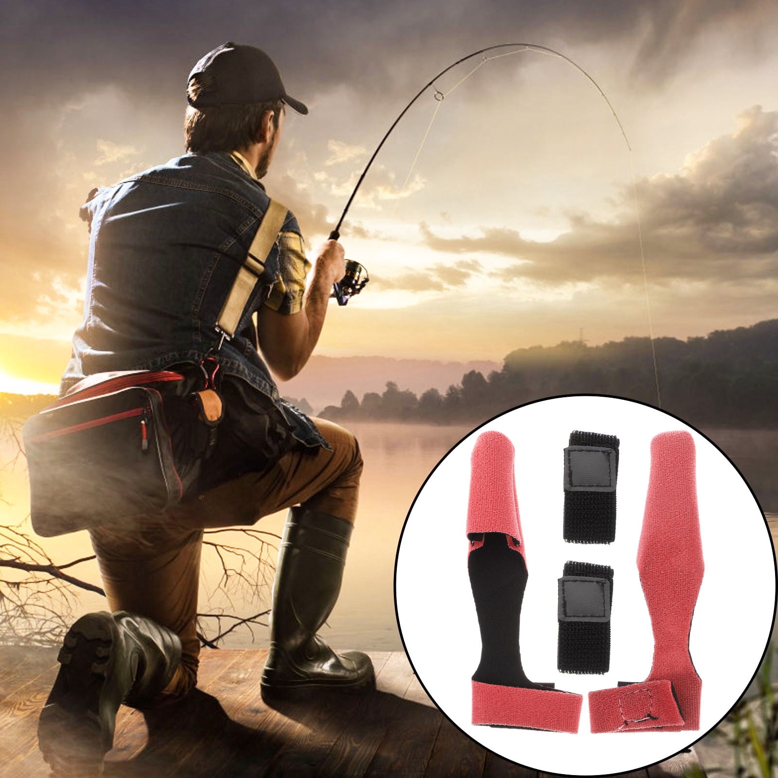 SOPOTUTU 2Sets Red Fishing Rod Sleeves Protective Covers for Outdoor ...