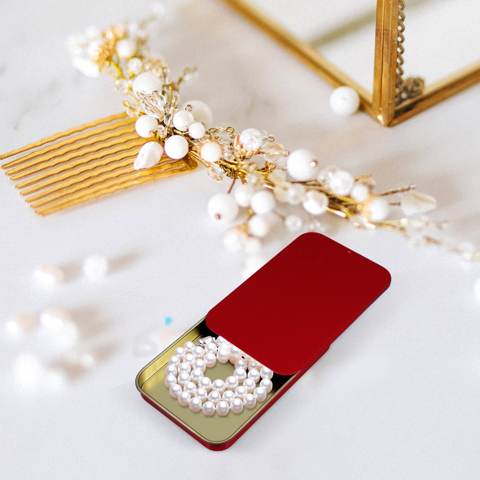 SOPOTUTU Push Pull Storage Tin Boxes Tinplate Red 2Pcs - Walmart.com