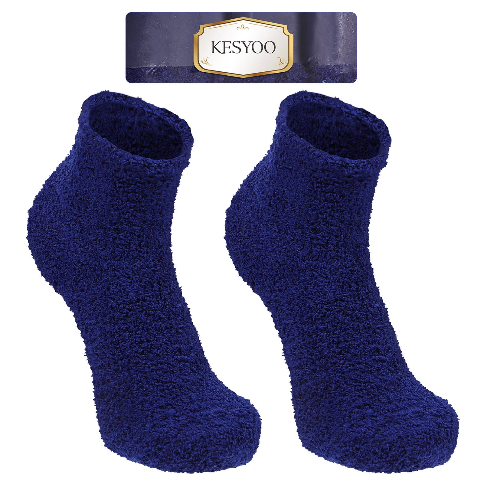SOPOTUTU 3 Pairs Warm Bed Socks Dark Blue Fuzzy Sleeping Sock for Men ...