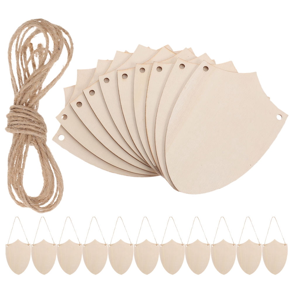 SOPOTUTU Wooden Shield Cutouts Beige Unfinished Blank Wooden Slices for ...