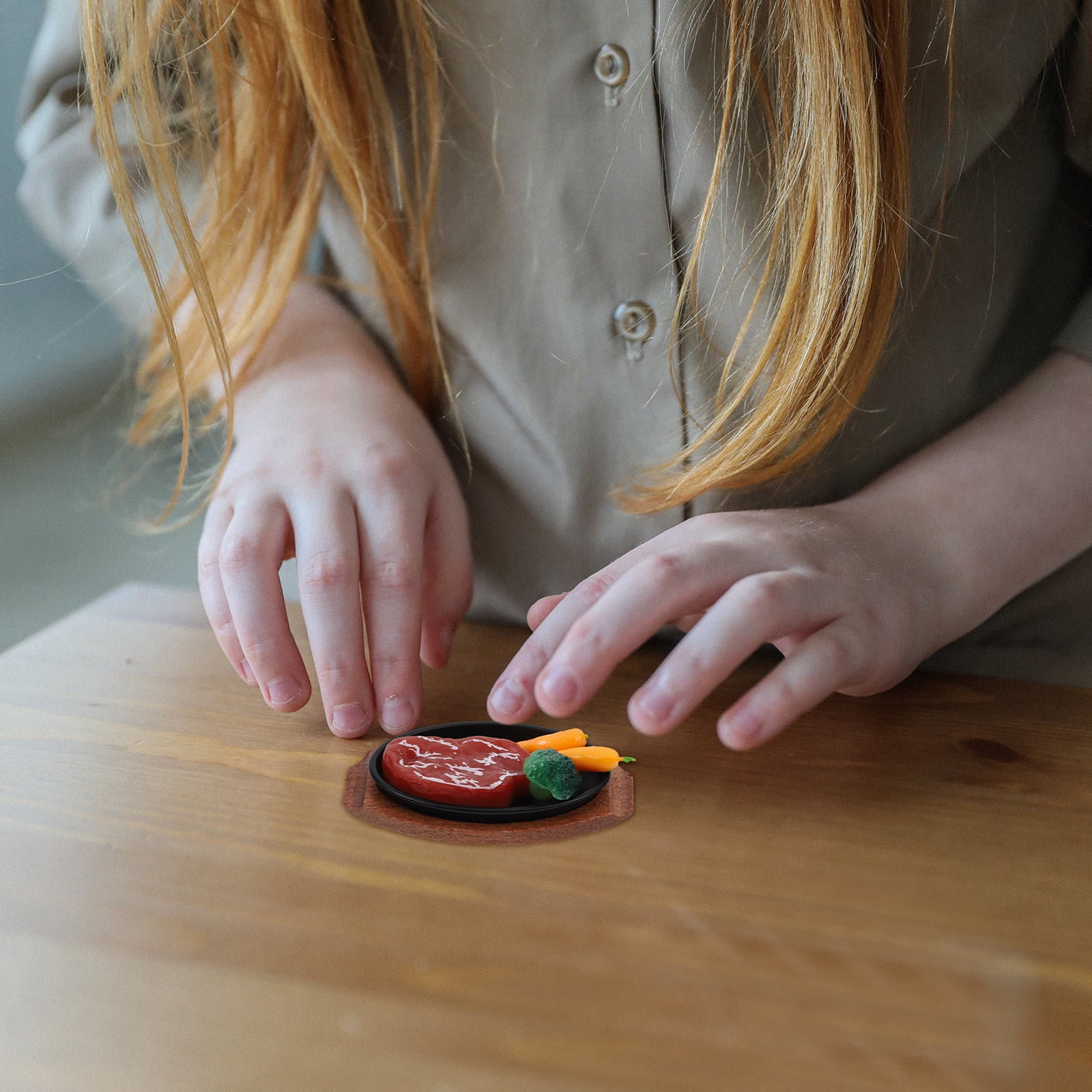 SOPOTUTU 31Pcs Miniature Steak Model Set Assorted Color PVC Wood Iron ...