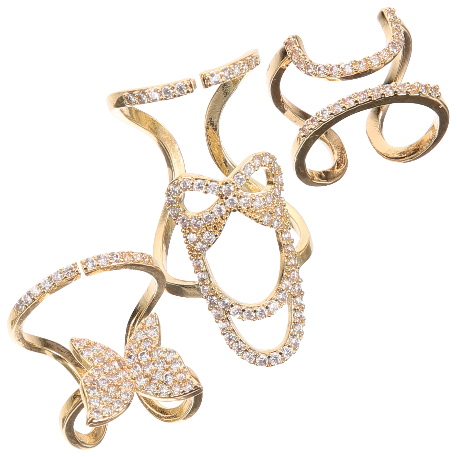 SOPOTUTU 3Pcs Golden Metal Fingernail Rings Set for Women with Square ...