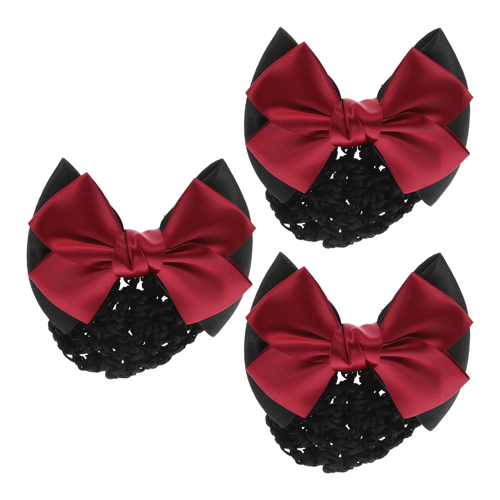 SOPOTUTU Bun Hair Net Bow Hair Snood Red Cloth 3Pcs 4.8X3.3X1.3In ...