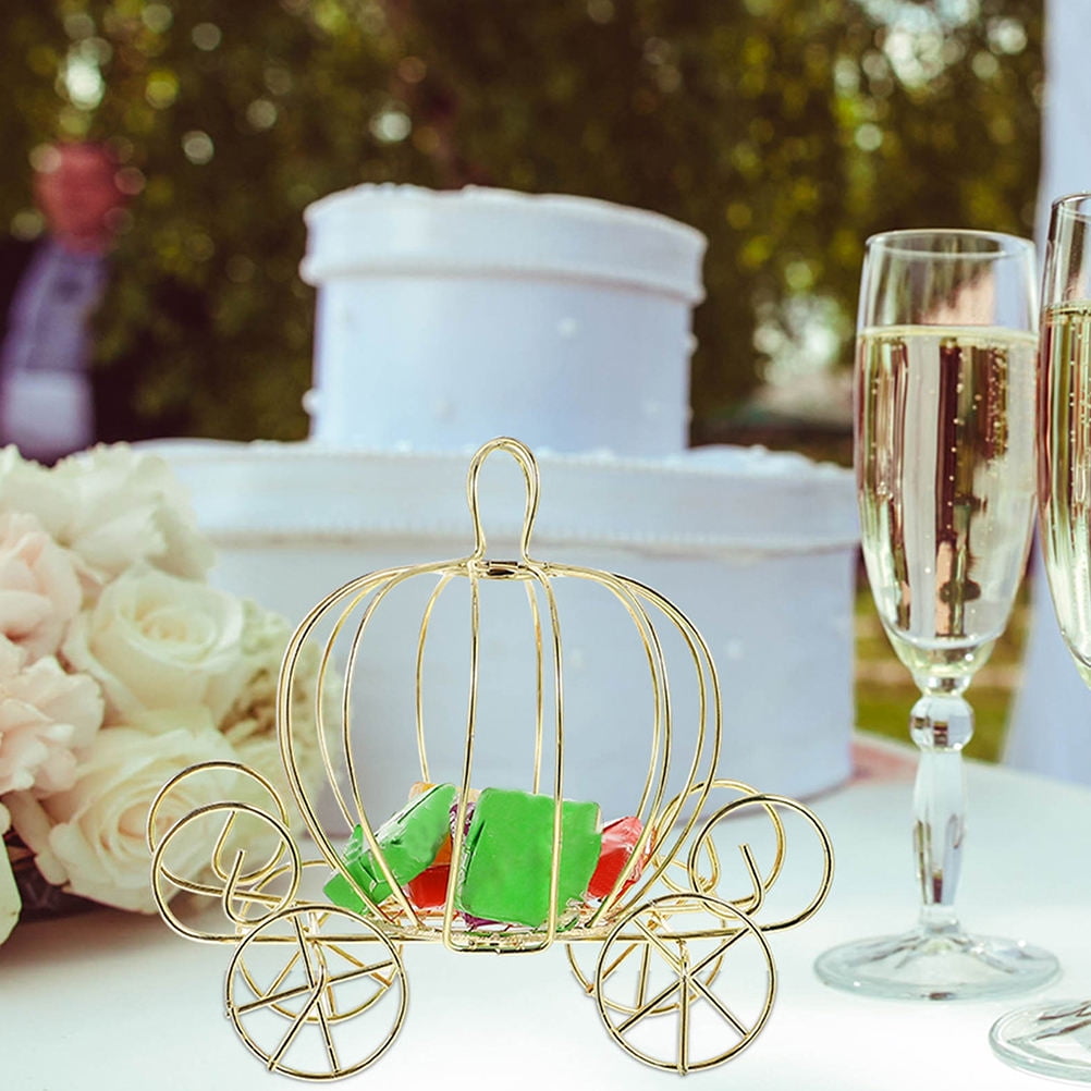 SOPOTUTU Metal Pumpkin Carriage Candy Box Golden 3Pcs 4.72X3.93X2.75in ...