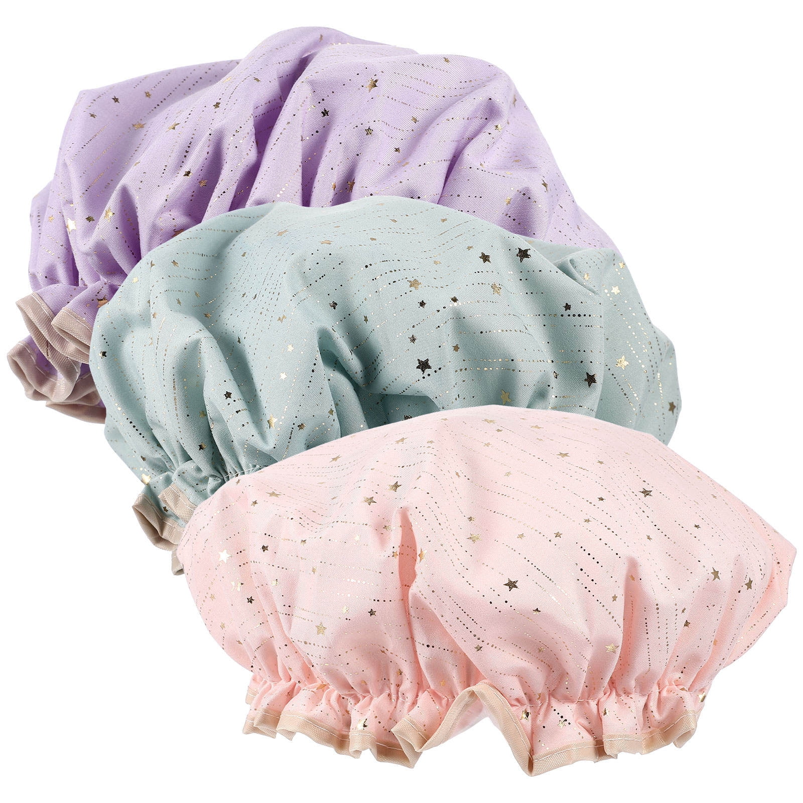 SOPOTUTU 3Pcs Shower Hats Women Purple Waterproof Hair Bonnet for Spa ...