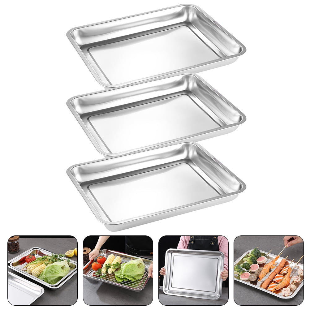 SOPOTUTU 3pcs Oven Roasting Pan Stainless Steel Deep Edged Serving for ...