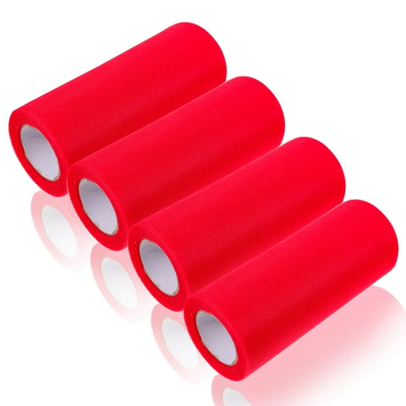 SOPOTUTU Red Tulle Ribbon Mesh Fabric Wrinkle Resistant for Wrapping ...