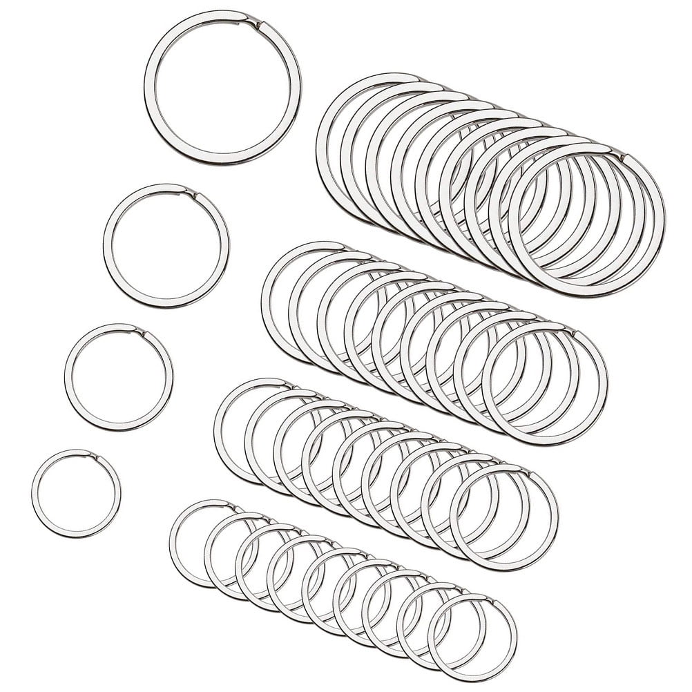 SOPOTUTU 40Pcs Flat Key Rings Silver Color Simple Design For Diy Crafts ...