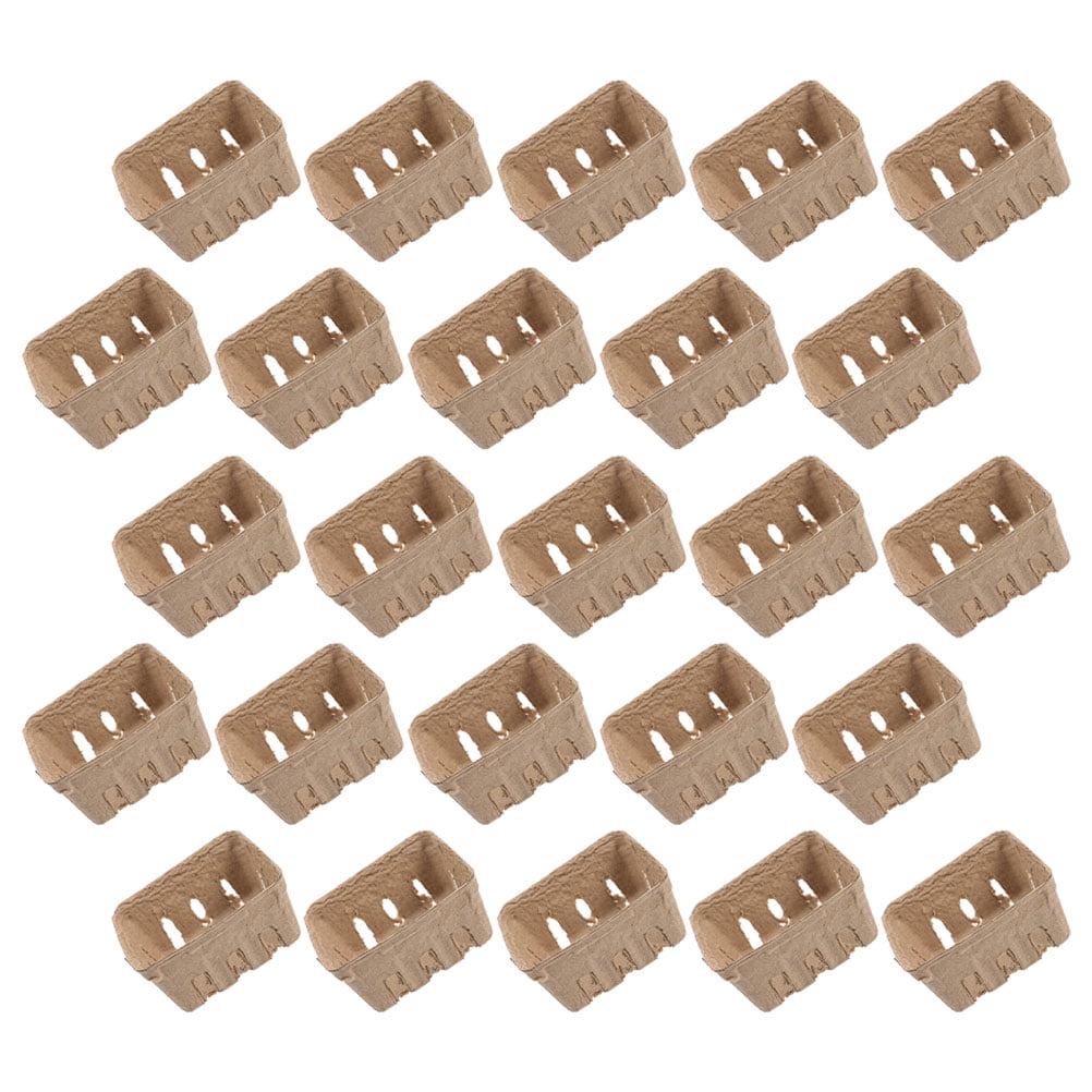 SOPOTUTU 40Pcs Fruits Packaging Box Square Beige Pulp Fiber Berry ...