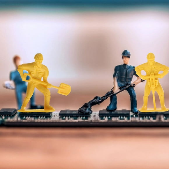 Construction Worker Toy Figures in Bright Colors for Creative Play