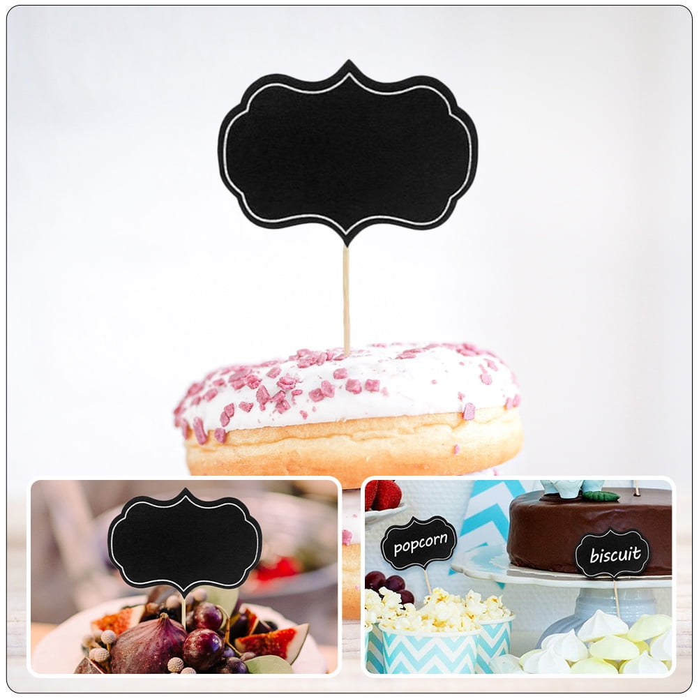SOPOTUTU 48Set Chalk Boards Cake Signs Black Paper Writable Signage for ...