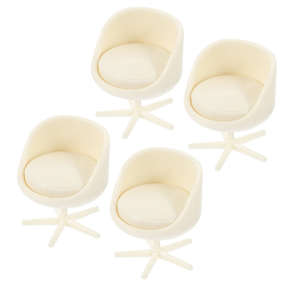 SOPOTUTU 4Pcs Mini Chairs White ABS for Dollhouse Garden Accessories ...