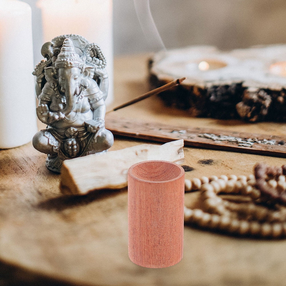 SOPOTUTU 4Pcs Mini Cylinder Pedestal Stands Brown Wood Diffuser For ...