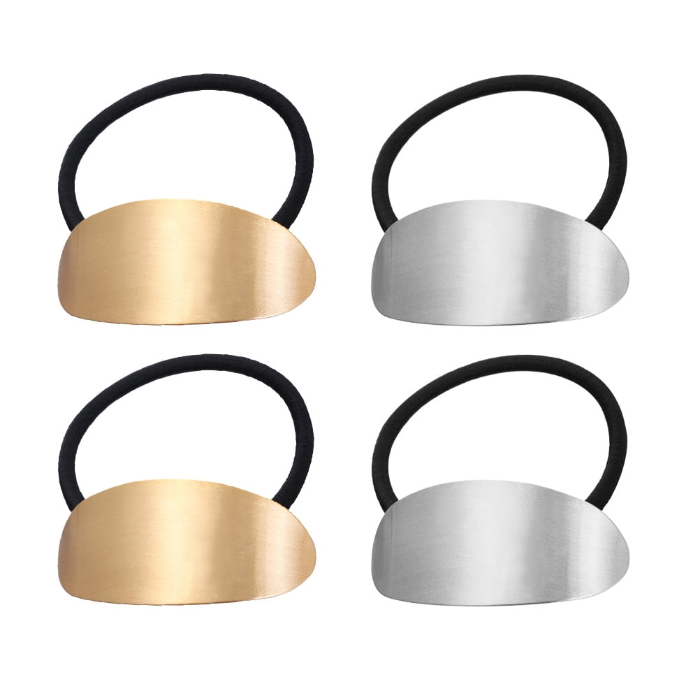 SOPOTUTU 4-Pack Metal Hair Elastics Oval Shape Assorted Colors Elegant ...