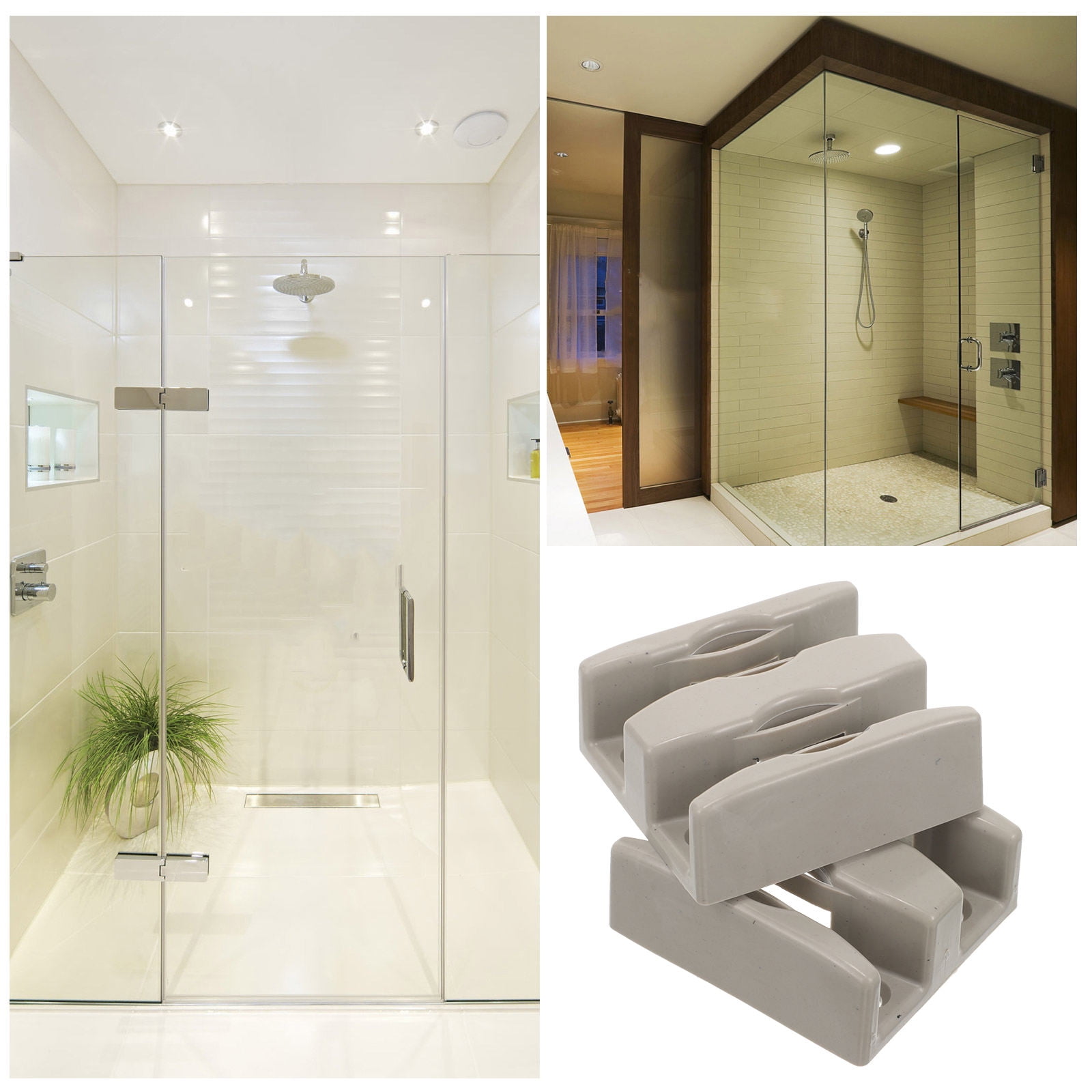 SOPOTUTU 4Set Sliding Shower Door Guide Bottom PP Khaki Safety Fixing ...