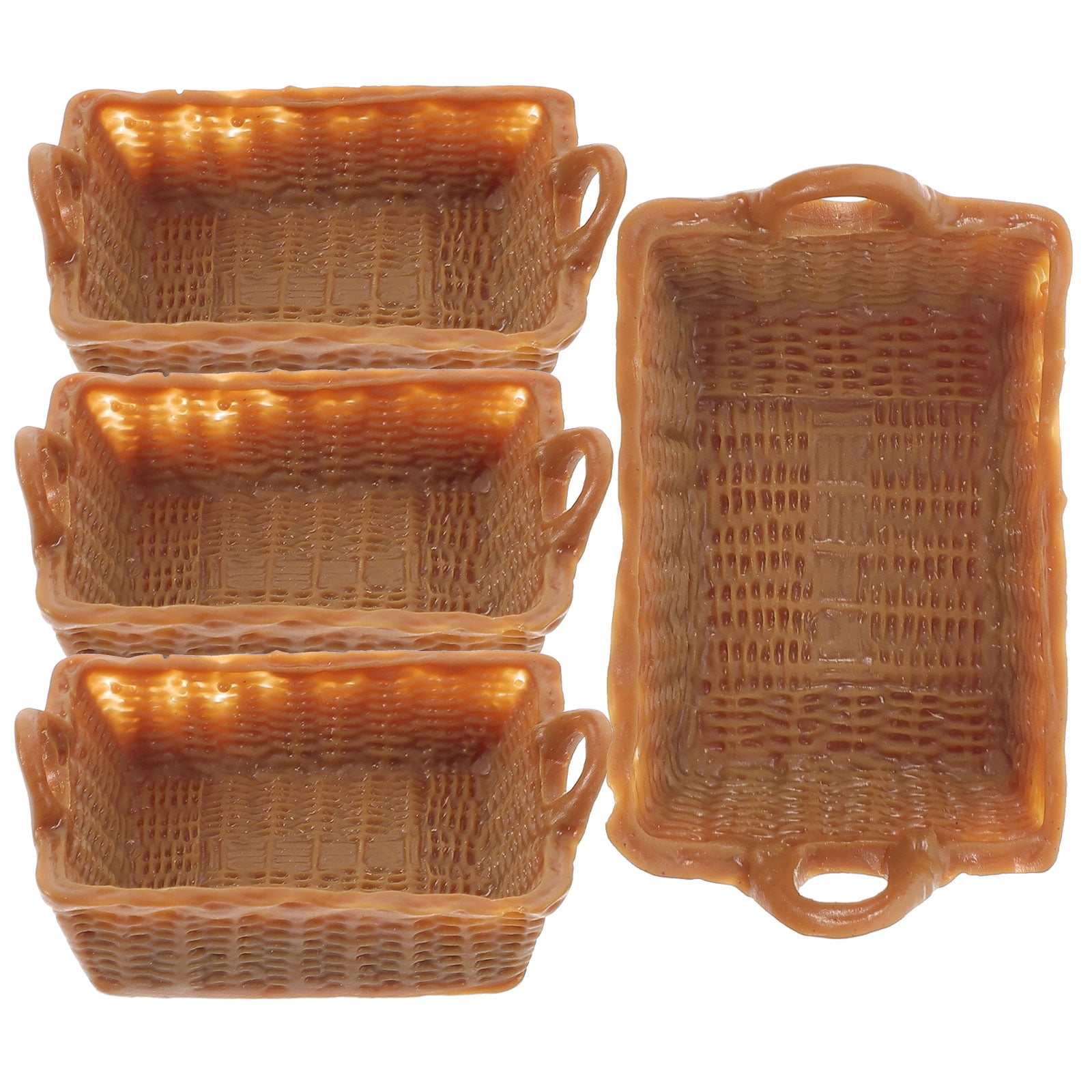 SOPOTUTU 4pcs Miniature Baskets Resin Light Brown for Home Decoration ...