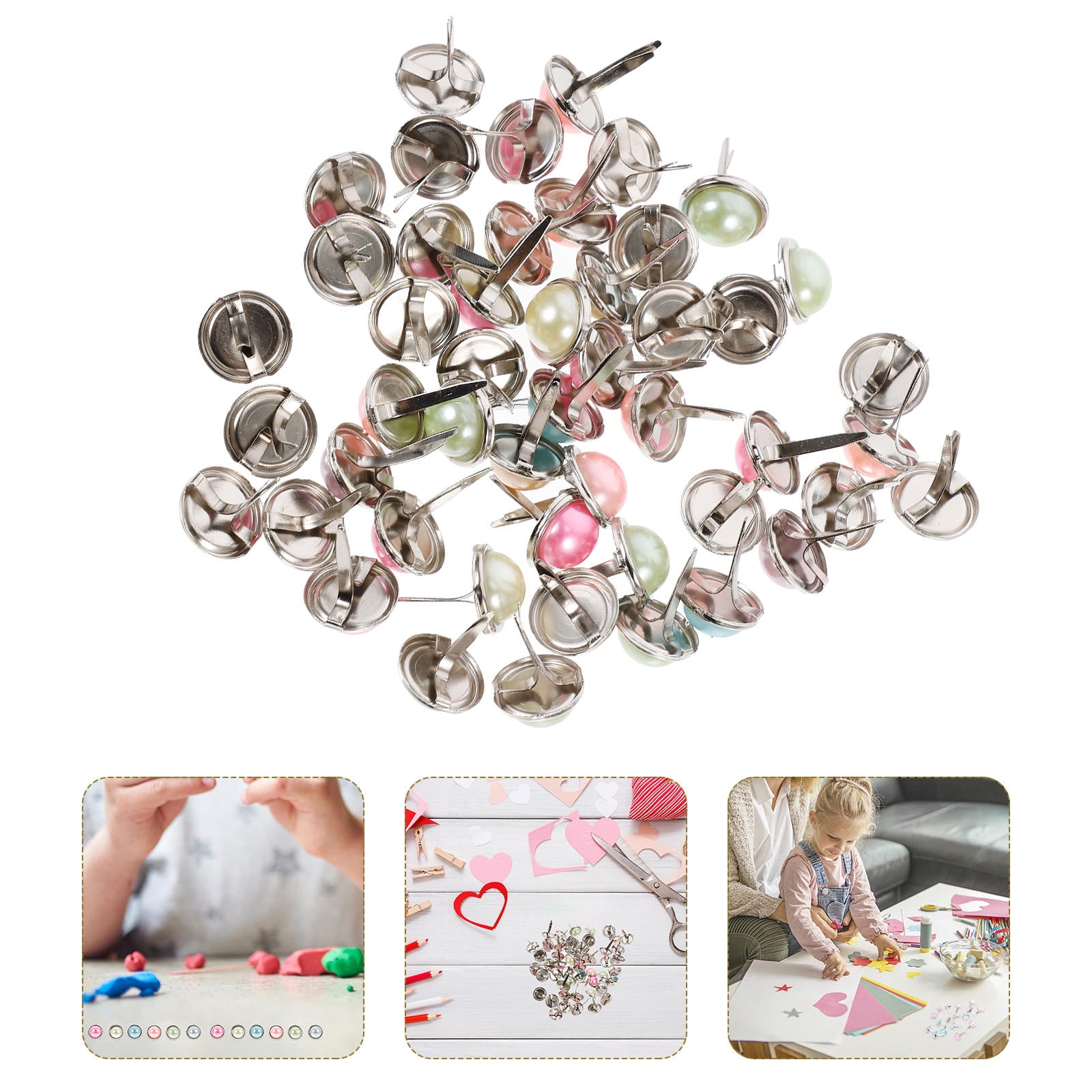 SOPOTUTU Decorative Fasteners Crafts Mini Brads Metal 50Pcs 0.6In ...