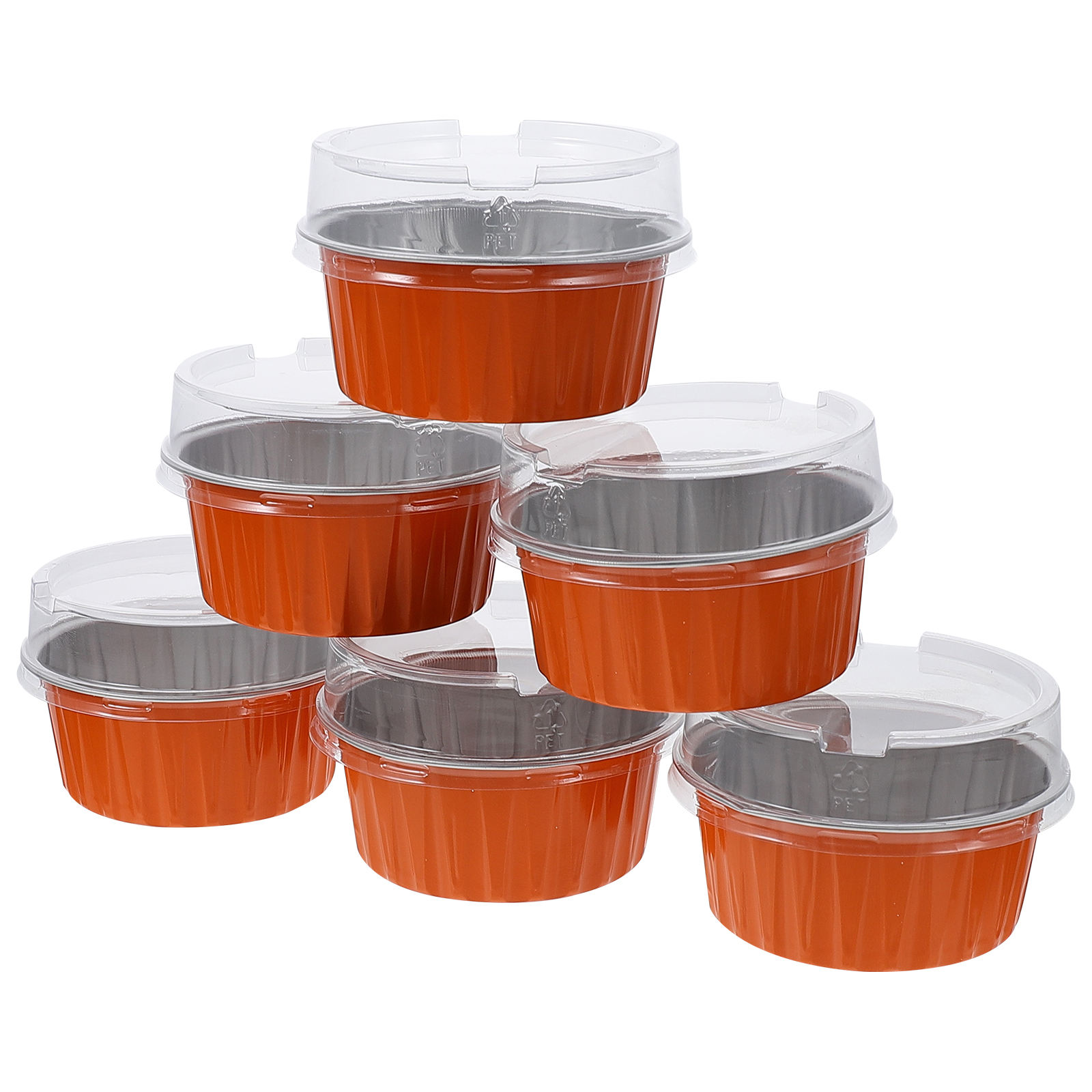 SOPOTUTU Orange 50Pcs Aluminum Foil Baking Storage Cups Round ...