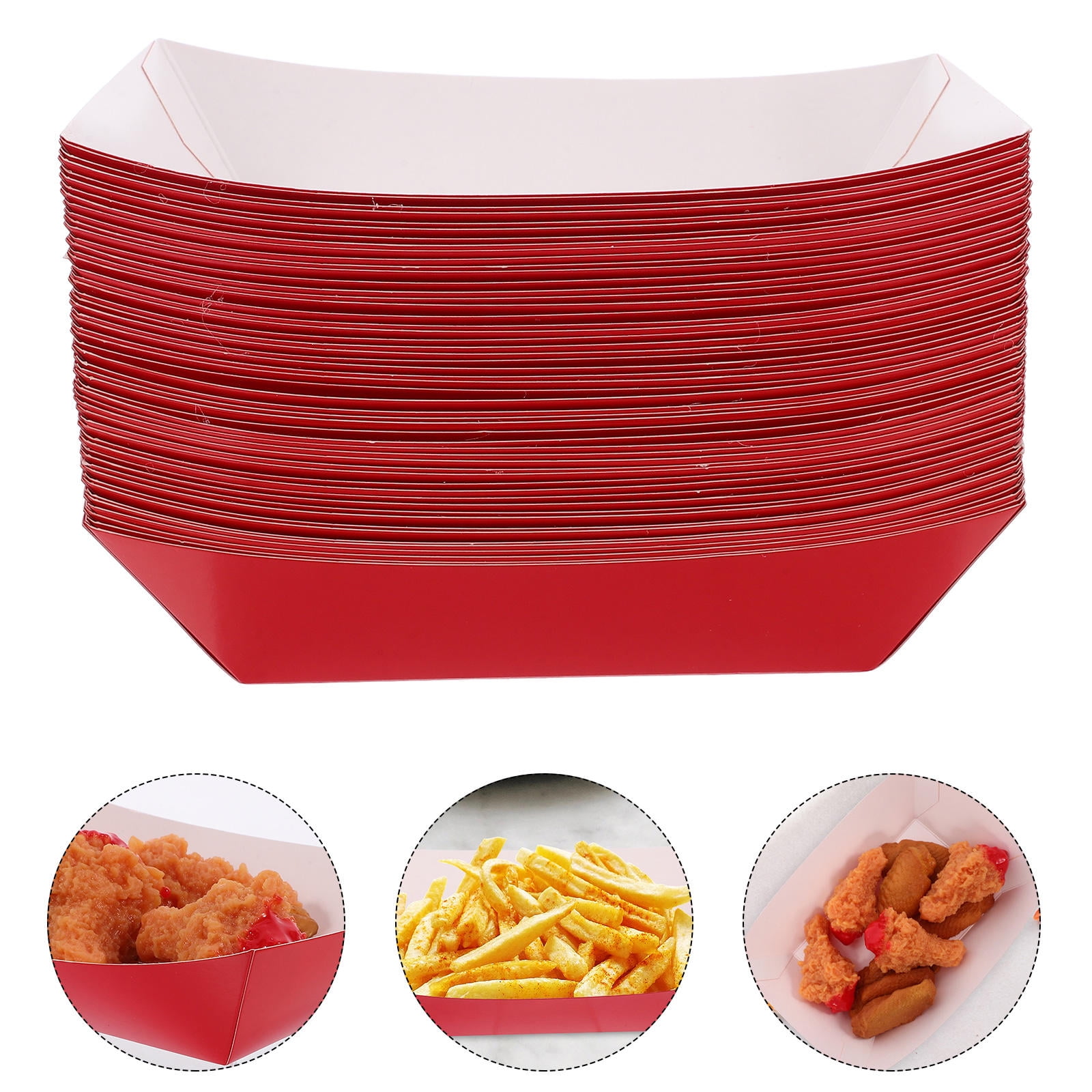 SOPOTUTU 50PCS Paper Snack Boats Boat Shape Multifunctional Red ...
