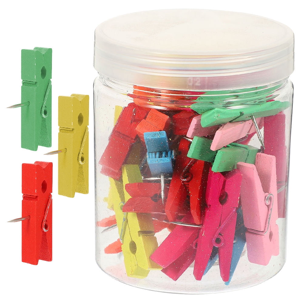 SOPOTUTU 50pcs Decorative Push Pins Wood Bulletin Board Pin Accessory ...