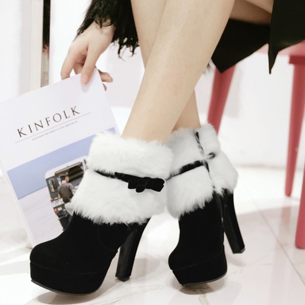 SOPOTUTU Short Platform Boots Suede 1 Pair 9.8In - Walmart.com