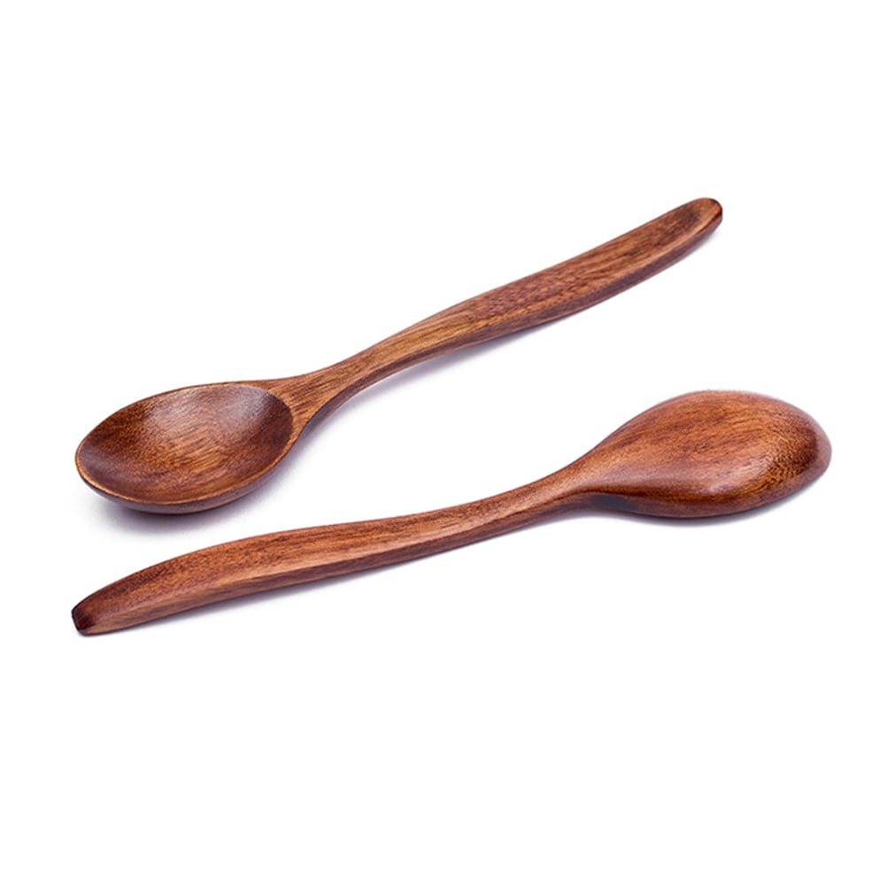 SOPOTUTU 5Pack Wooden Spoon Set Reusable Utensils for Lunch Box Brown ...