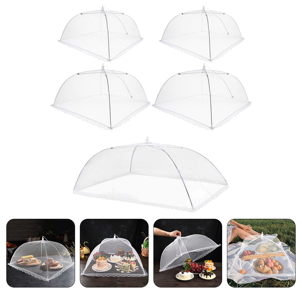 SOPOTUTU 5Pcs White Mesh Food Covers for Outdoors Portable Table Food ...