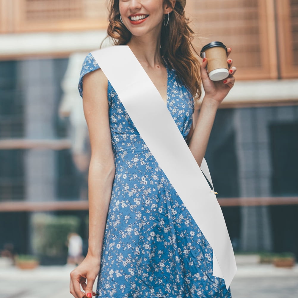 SOPOTUTU 6Pack Diy Sash White Minimalist Long Strip For Wedding Party ...