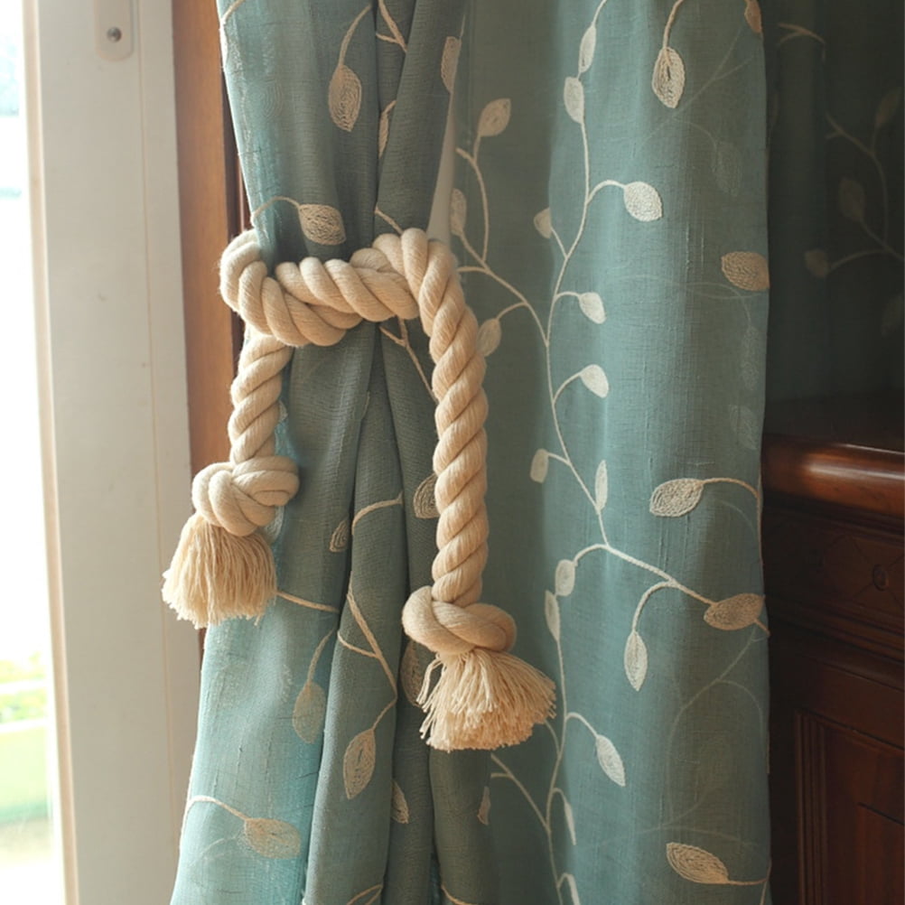 SOPOTUTU Cotton Rope Curtain Fasteners 6Set Beige Tassel Holders Easy ...