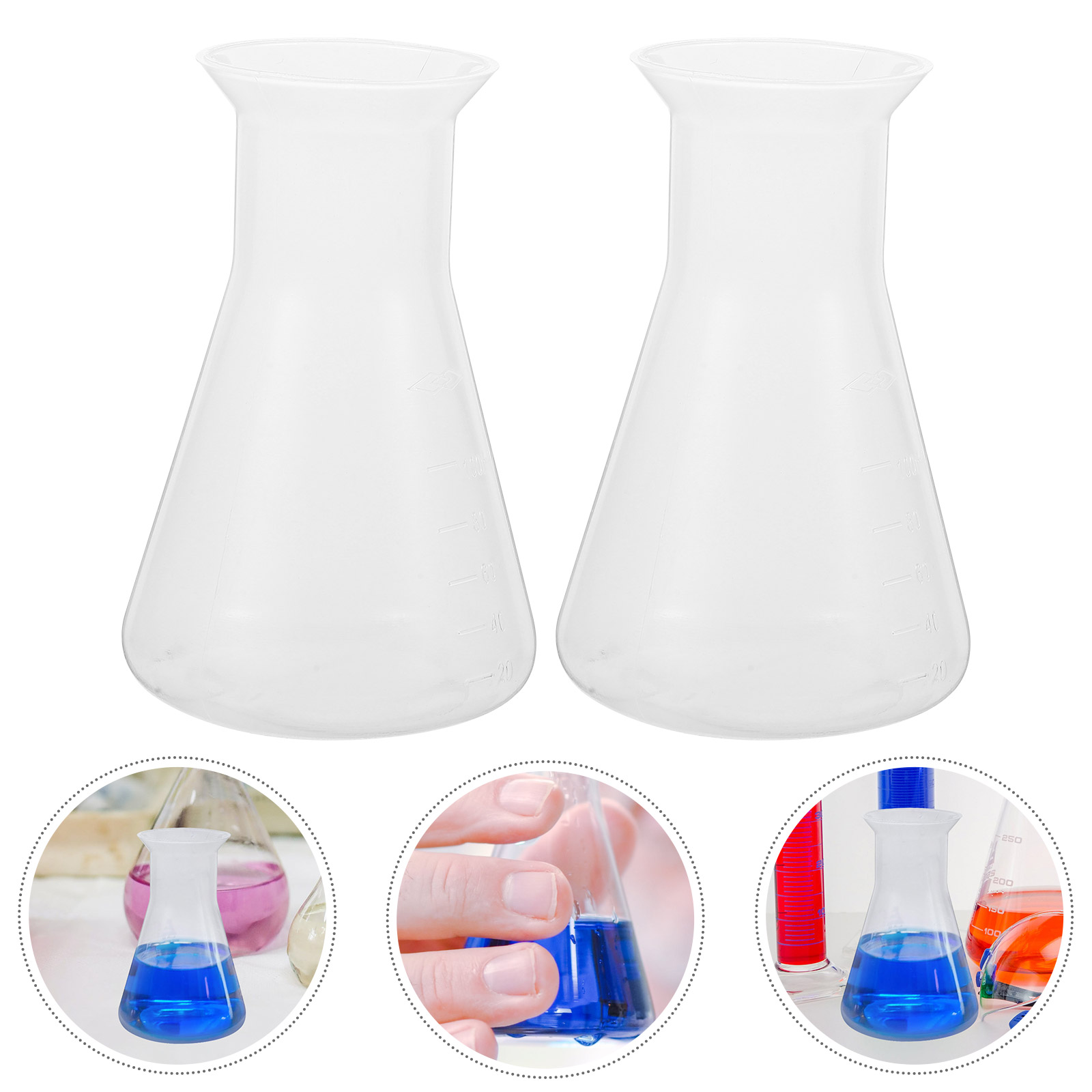 SOPOTUTU 6Pcs Science Flask Plastic Erlenmeyer Flasks Clear PP for ...