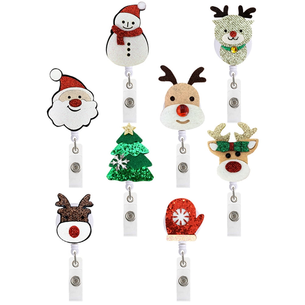 SOPOTUTU 8pcs Christmas Badge Holders Retractable ID Clips Multicolor ...