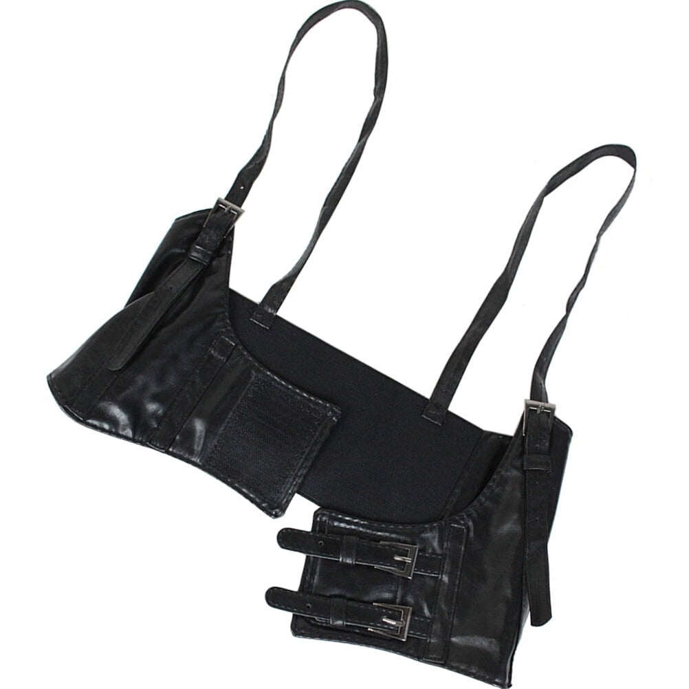 SOPOTUTU Black PU Denim Wide Punk Belt for Women Adjustable Straps ...