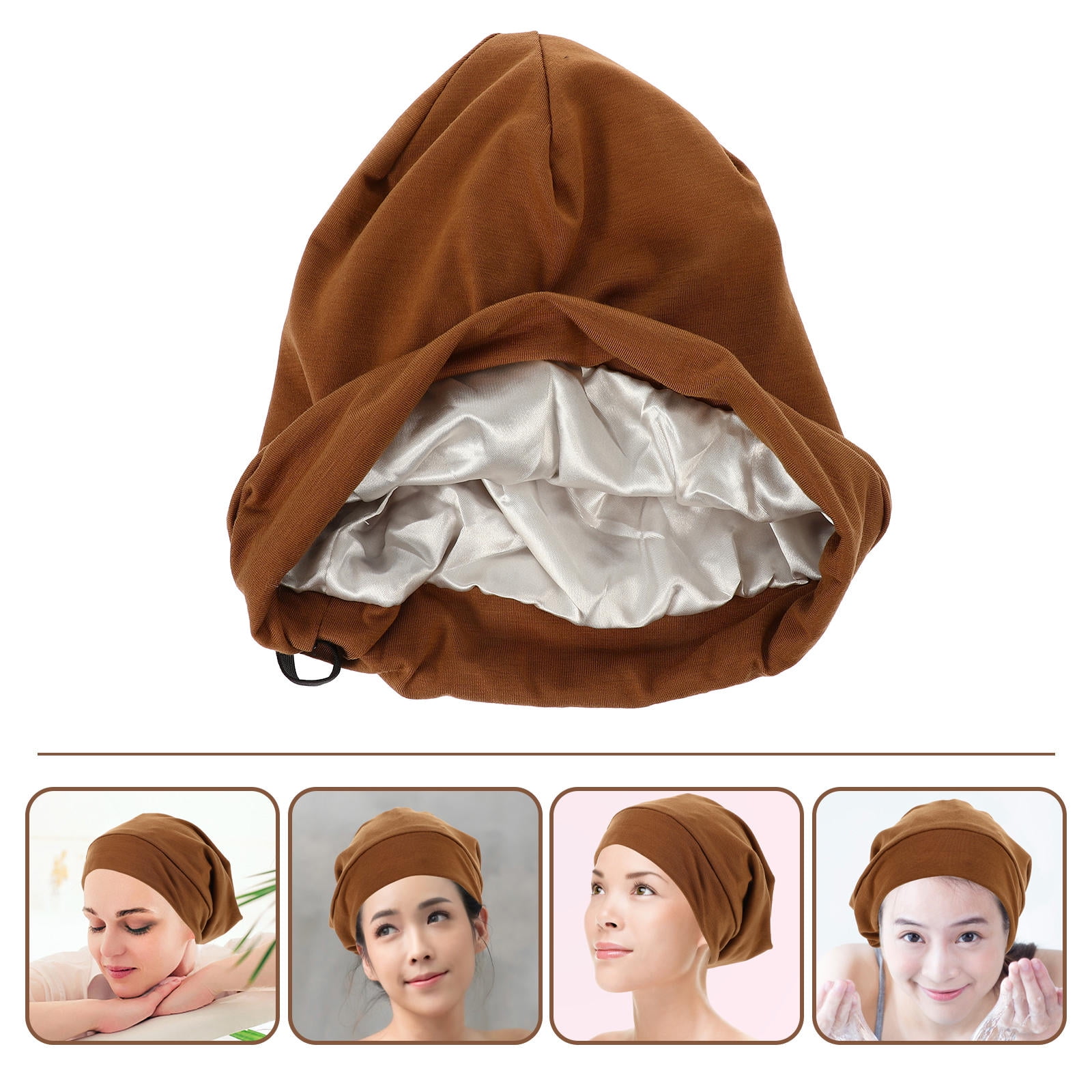 SOPOTUTU Adult Sleeping Cap Hair Sleeping Cap Coffee 1Set Spa Family ...