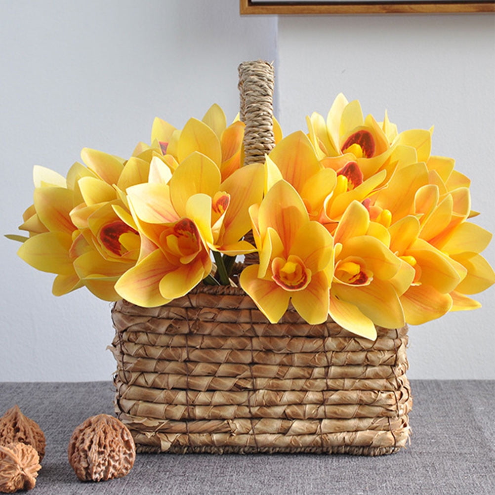 SOPOTUTU Artificial Floral Arrangements 2Pcs Yellow Silk Flower Wedding ...