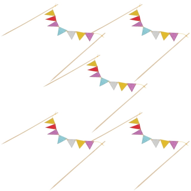 SOPOTUTU Assorted Color Paper Cake Decoration Picks with Mini Triangle ...