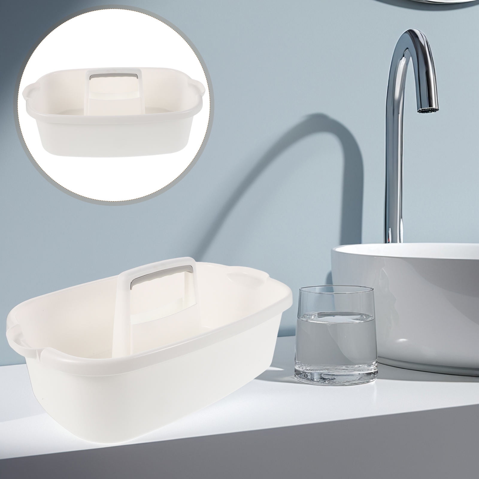 SOPOTUTU Bathroom Organizer Storage Basket White Plastic for Hotel ...